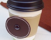 Items similar to Handmade leather cup cozy, sleeve, java jacket - super ...