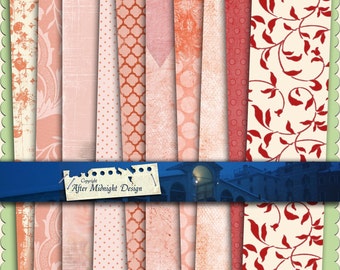 Digital Scrapbook Paper Vintage Romance Shabby Chic 14 Papers