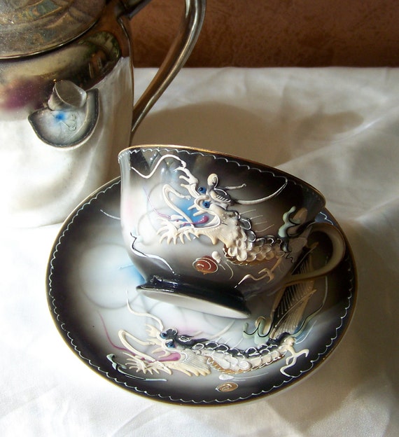 Dragon Tea Cup and Saucer by cynthiasattic on Etsy