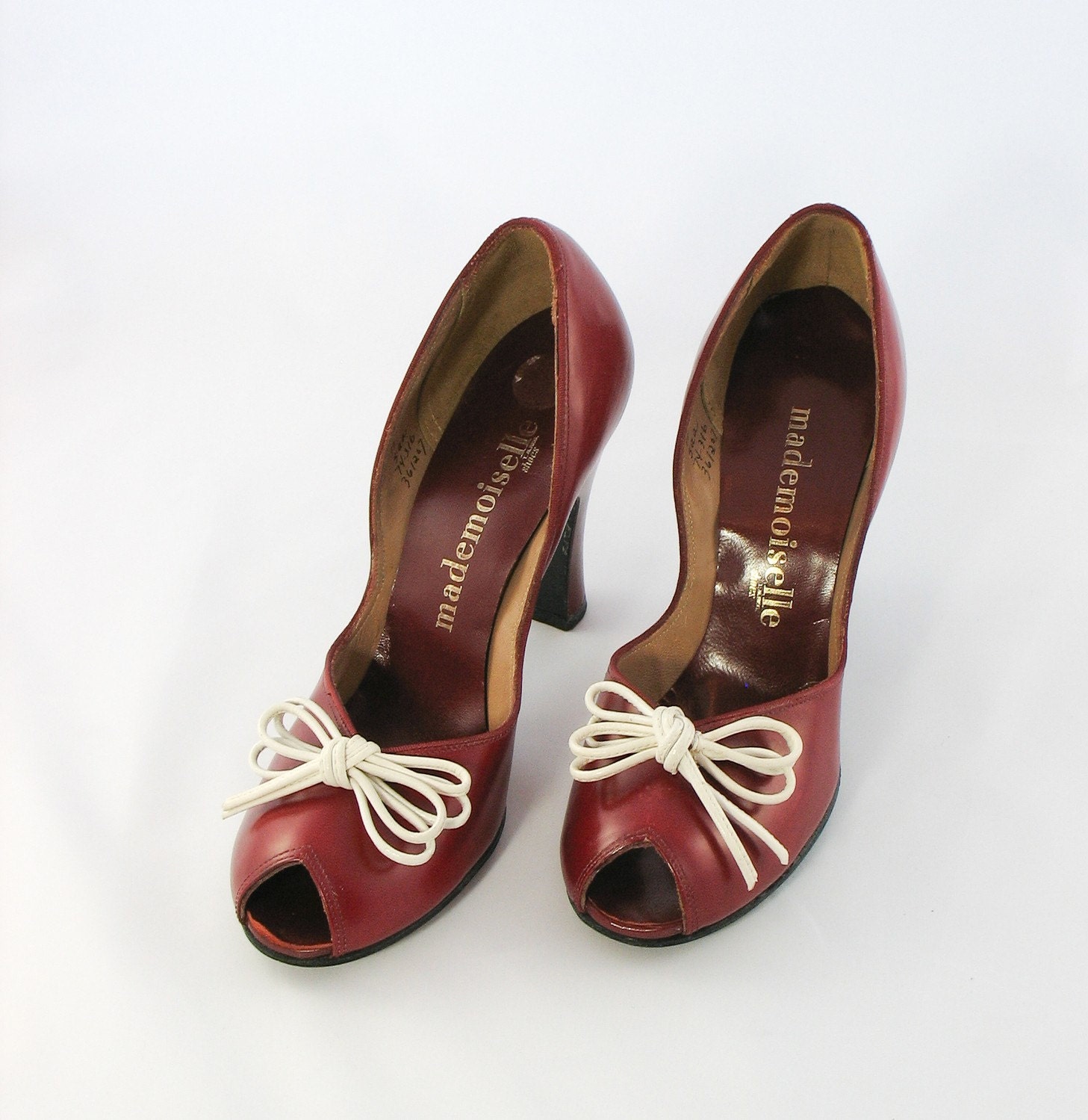 Vintage 1940s Cherry Red Peep Toe Shoes