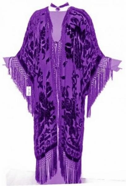 Purple Dream Kimono Opera Coat Silk Burnout Velvet One size
