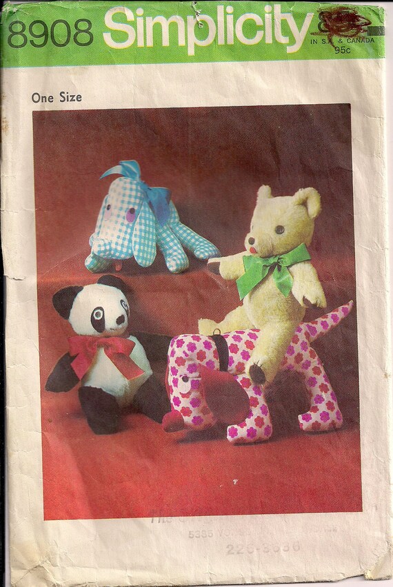70s Vintage STUFFED ANIMAL Toys Sewing Pattern by HoneymoonBus