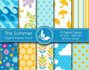 Leaves Paper Pack 10 Digital papers 12 x12 300 by SheryKDesigns