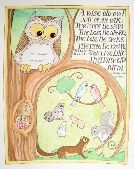 Wise Old Owl 17 x 11 print