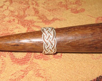 Hand-tied copper wire Turks Head Knot ring with a twist