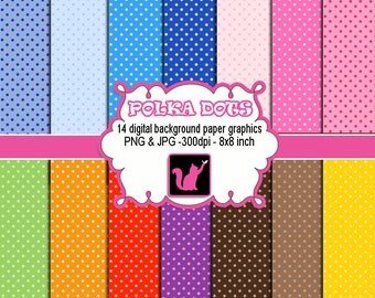 Polka Dots Clipart Blue Pink Printable Craft Paper Graphic