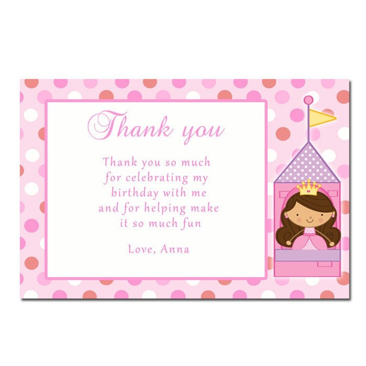 Princess Thank You Card Princess Thank You Note by pinkthecat