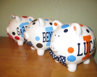 Polka dot piggy bank | Etsy