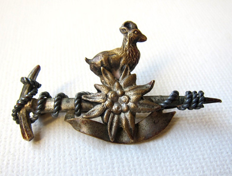 Antique Vintage 1930s Austrian goat and mountain climbing pin