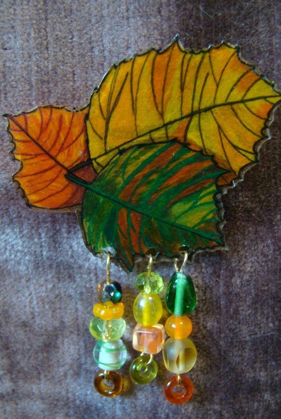 Items similar to Leaf Brooch in Autumn Colors on Etsy