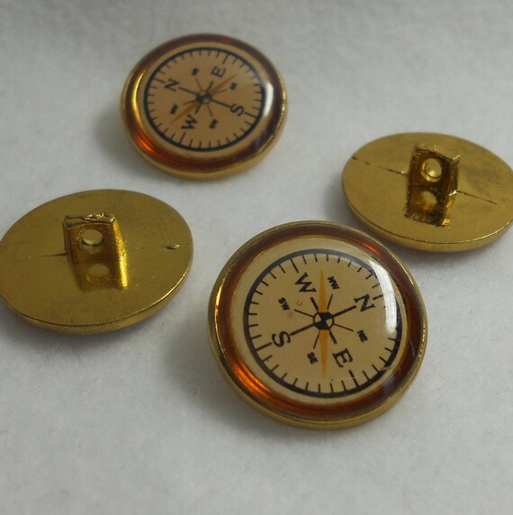 Steampunk Compass Buttons N-S-E-W Directional Buttons Set of