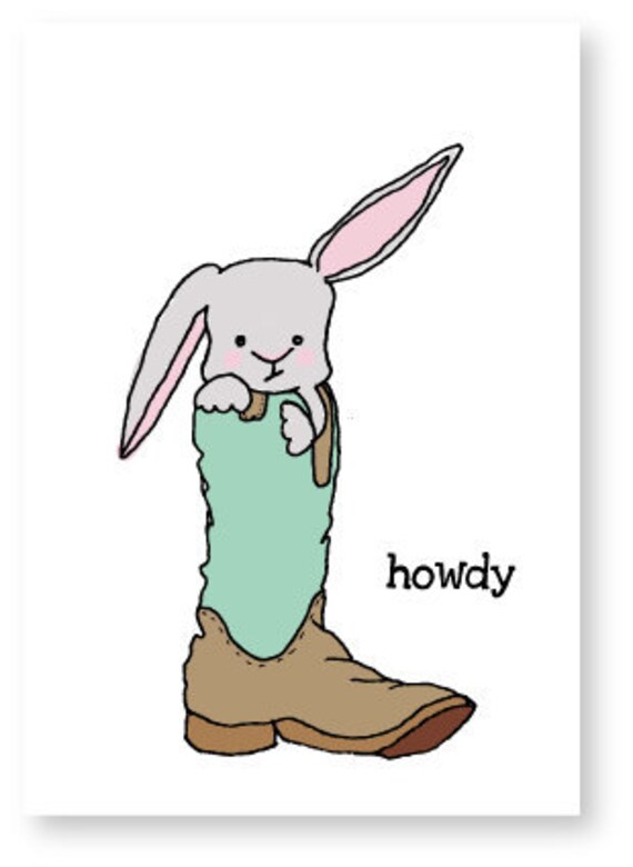 Howdy Bunny Eco Friendly Greeting Card