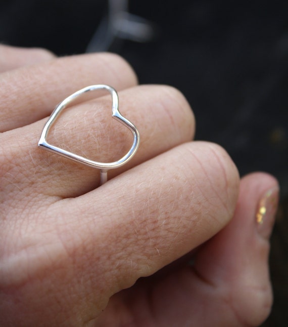 Items similar to heart ring sterling silver open heart ring delicate ...