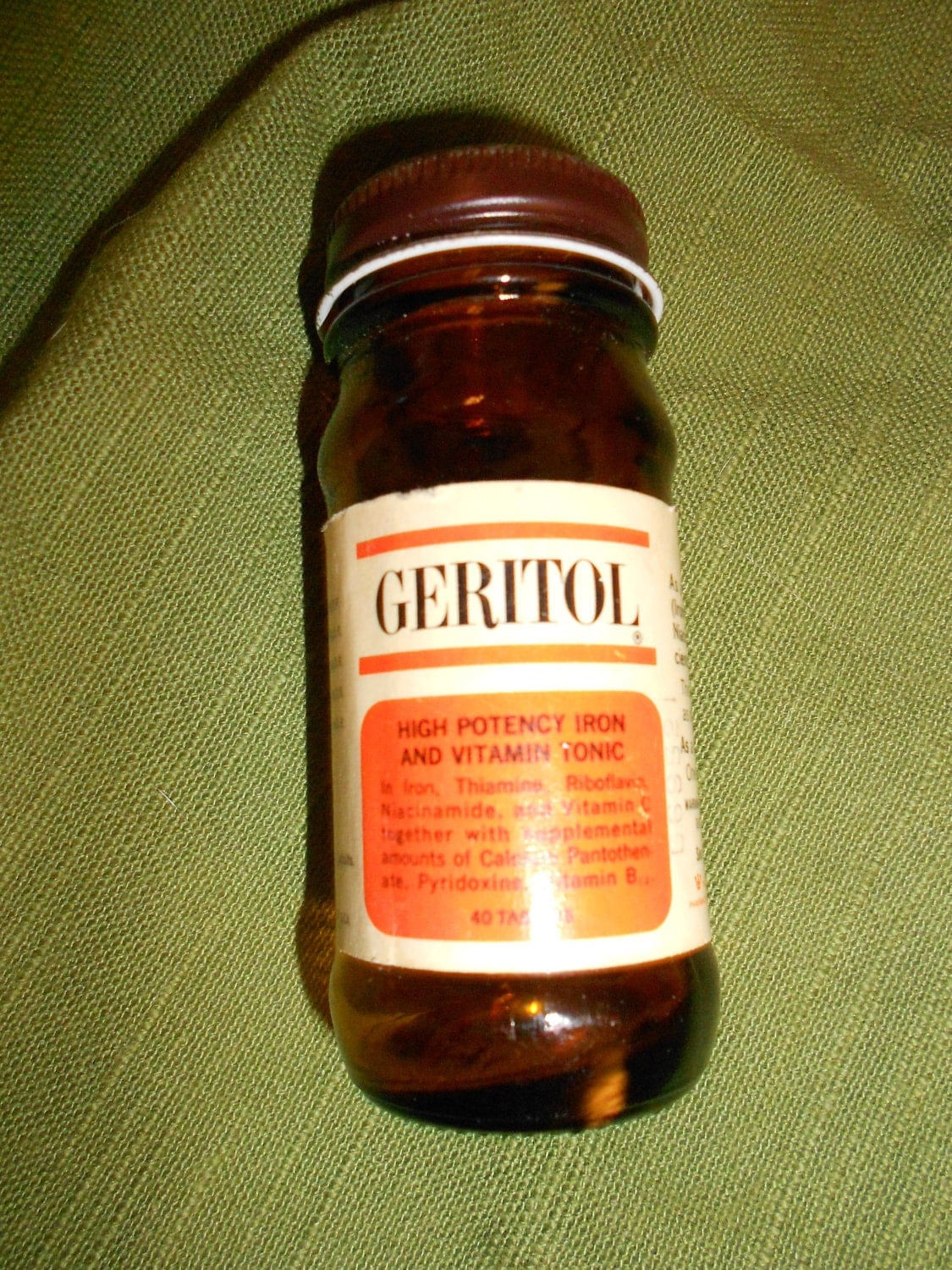 Geritol Advertising Collectible Bottle Well Labeled Amber
