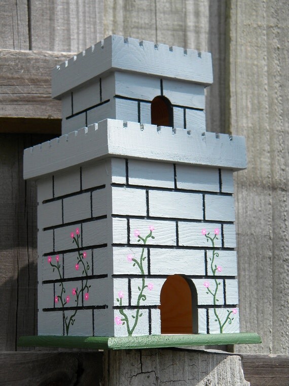 Items similar to Large Decorative Handpainted Bird House - Castle on Etsy