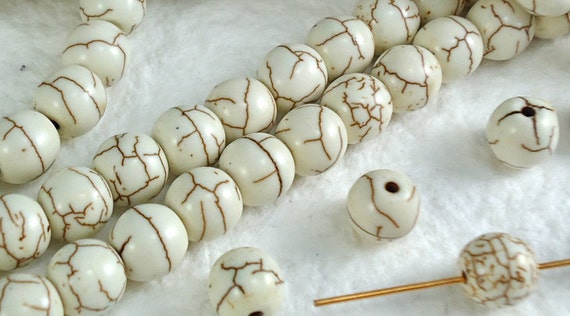 14 Stone Beads 8mm Real Howlite Ivory Bone color 8mm by BestBobs