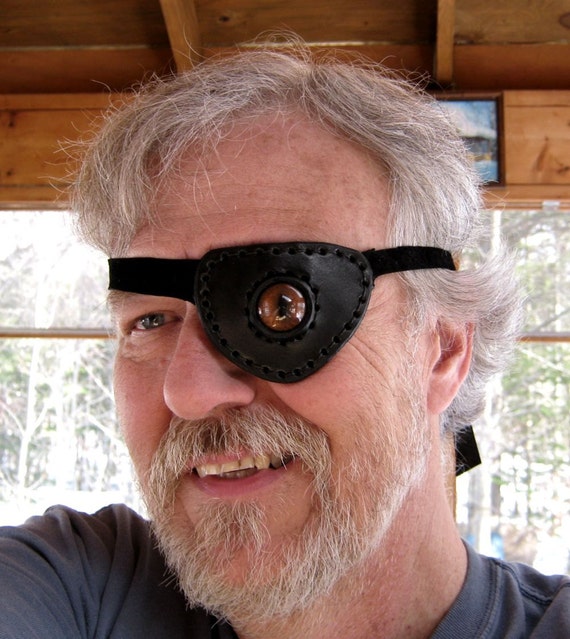 Leather Eye Patch Steampunk Black Eyepatch by BirchCreekLeather