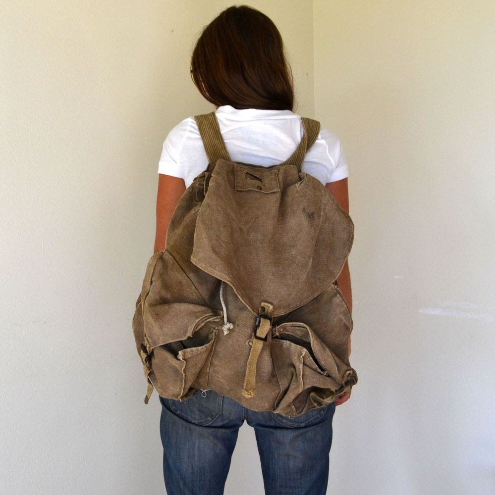 Vintage Military Canvas Backpack at Jane Shepherd blog
