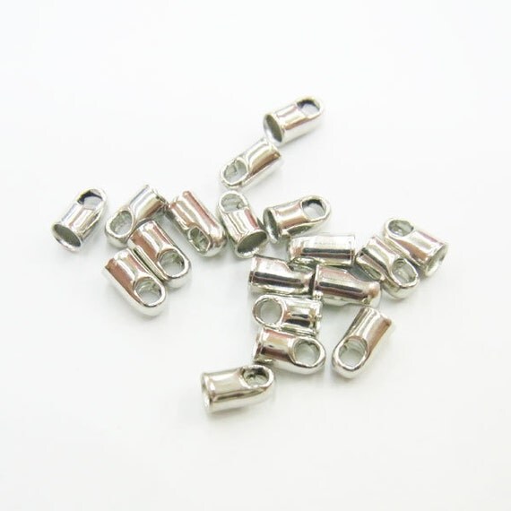 3x6mm Wire End Cord Cap Silver Tone 100 Loose Beads Lot 4232