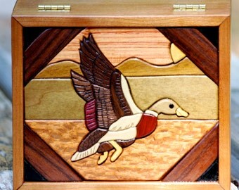 Cherry Wood Intarsia jewelry box-
