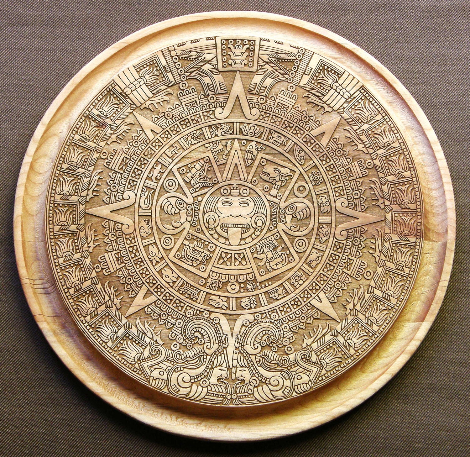 Items similar to Laser engraved Aztec Calendar cutting or serving board ...
