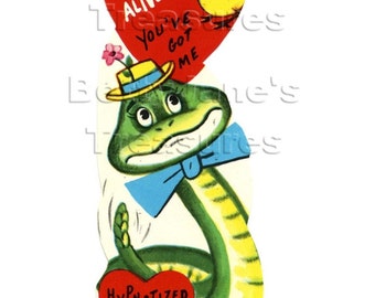 Snake valentine card | Etsy