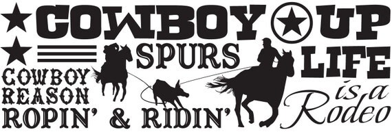 Items similar to Cowboy Up - Vinyl Sticker - 7"x21" Vinyl Sticker Made ...