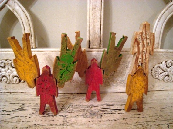 Vintage Bill Ding Wooden Stacking Men Children's Toy