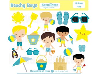 Boys Beach Clipart Clip Digital Art Summer fun in the sun