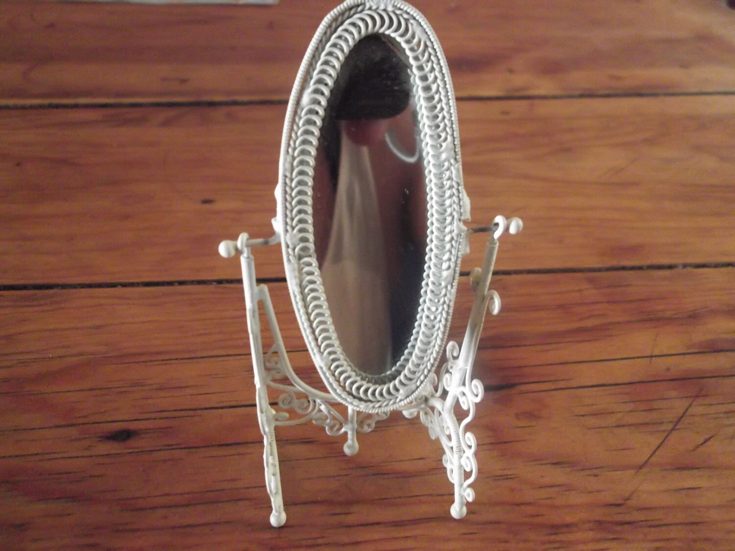 sale-DOLLS HOUSE MIRROR, handmade, metal, white, delicate – Haute Juice