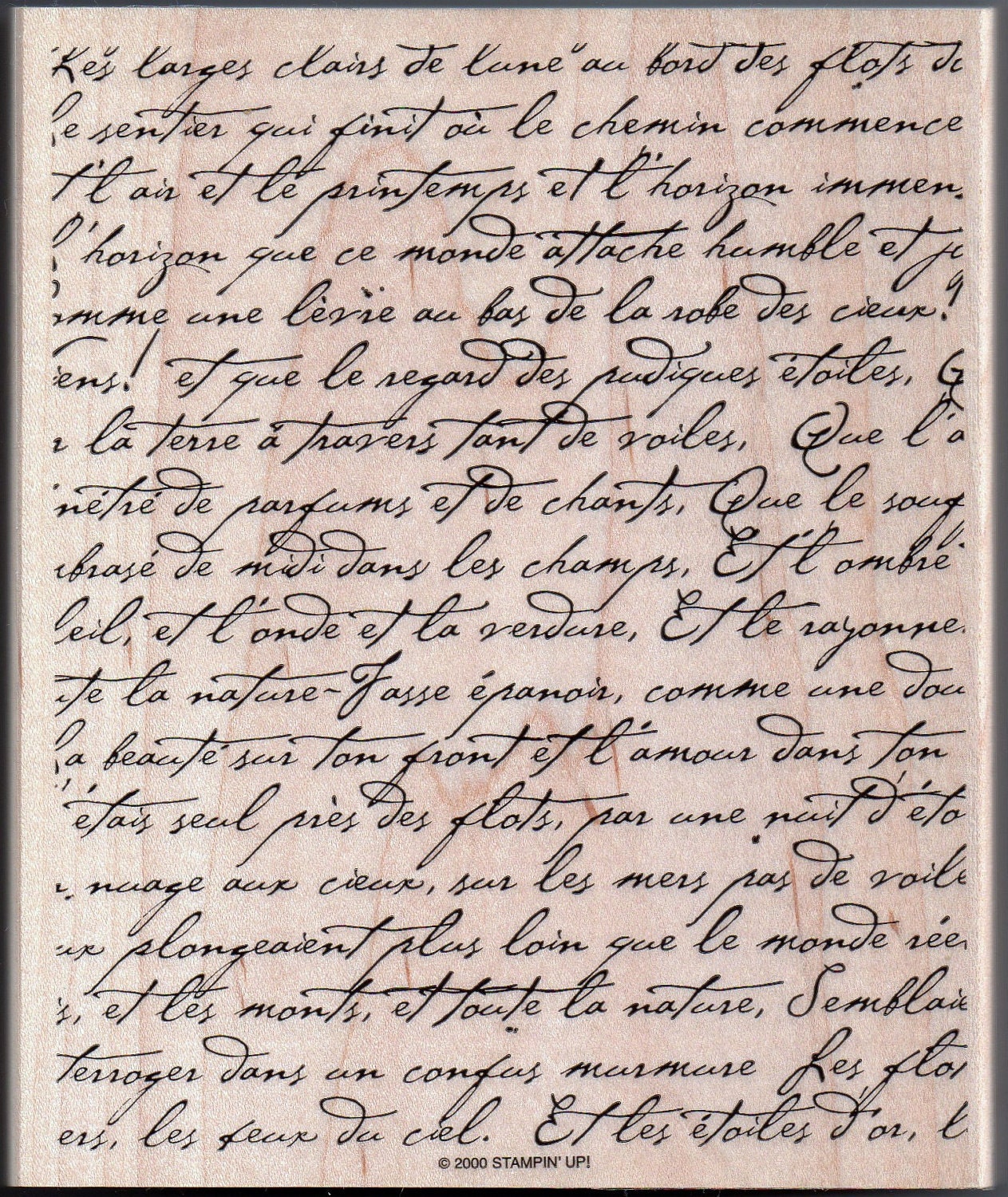 XL Stampin Up FRENCH SCRIPT background stamp