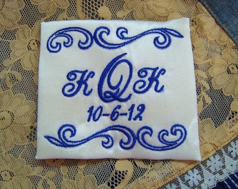 Large Bridal Wedding Dress Label Mrs.Tag Embroidered Satin