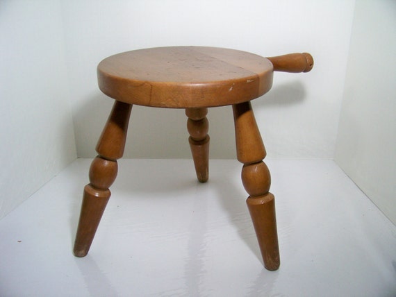 3 Legged Wood Milk Stool Authentic Furniture El Segundo Calif