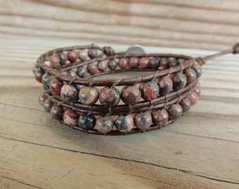 Black Leather Paracord Style Macrame Bracelet