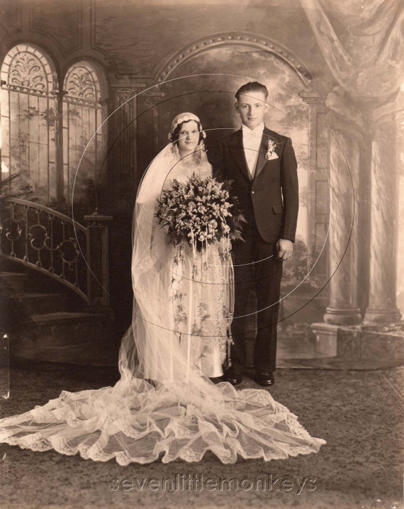 Items similar to Antique Wedding Portrait, early 1900's on Etsy