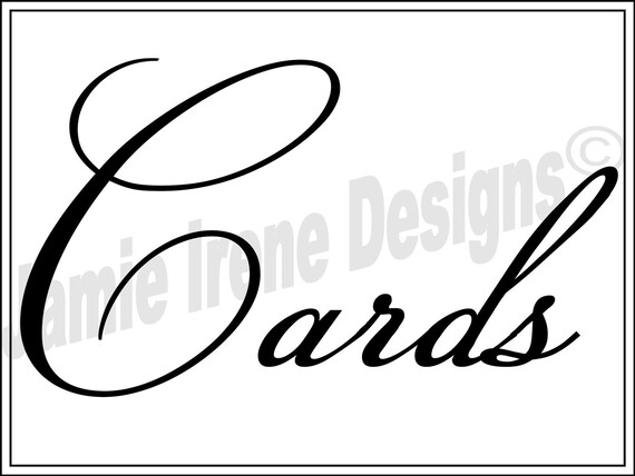 Wedding Reception Cards Sign or Poster DIY Print Ready