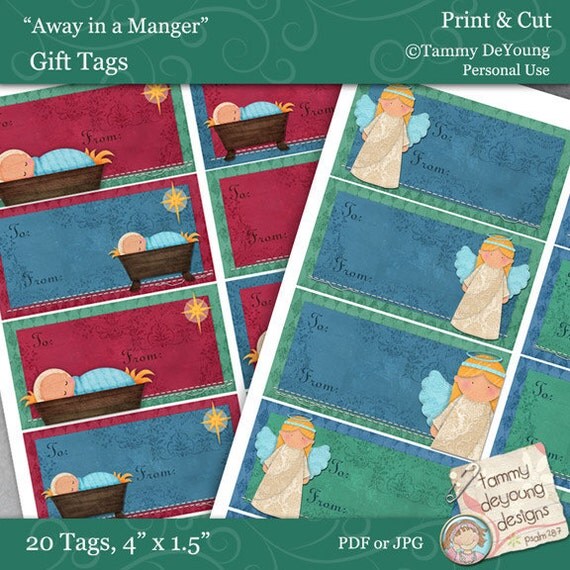 Christmas Gift tags Nativity Gift Tags Digital Christmas