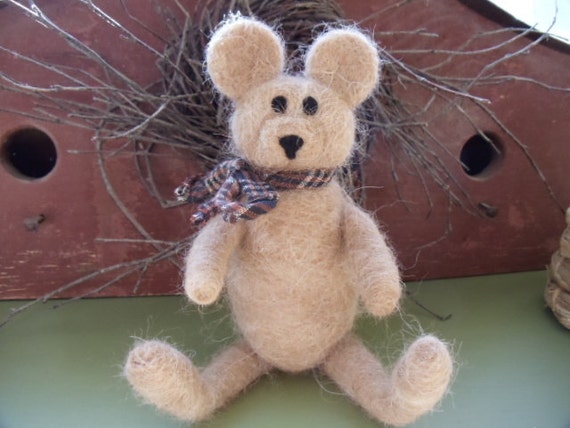 Old Fashioned Alpaca Wool Tan Teddy Bear Button by FullyFleecedEwe