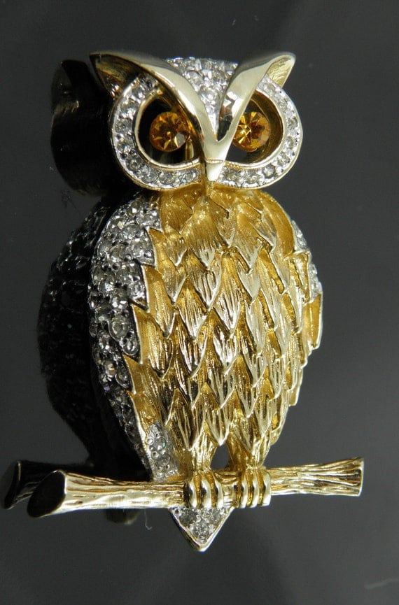 Vintage Panetta Owl Brooch Pin