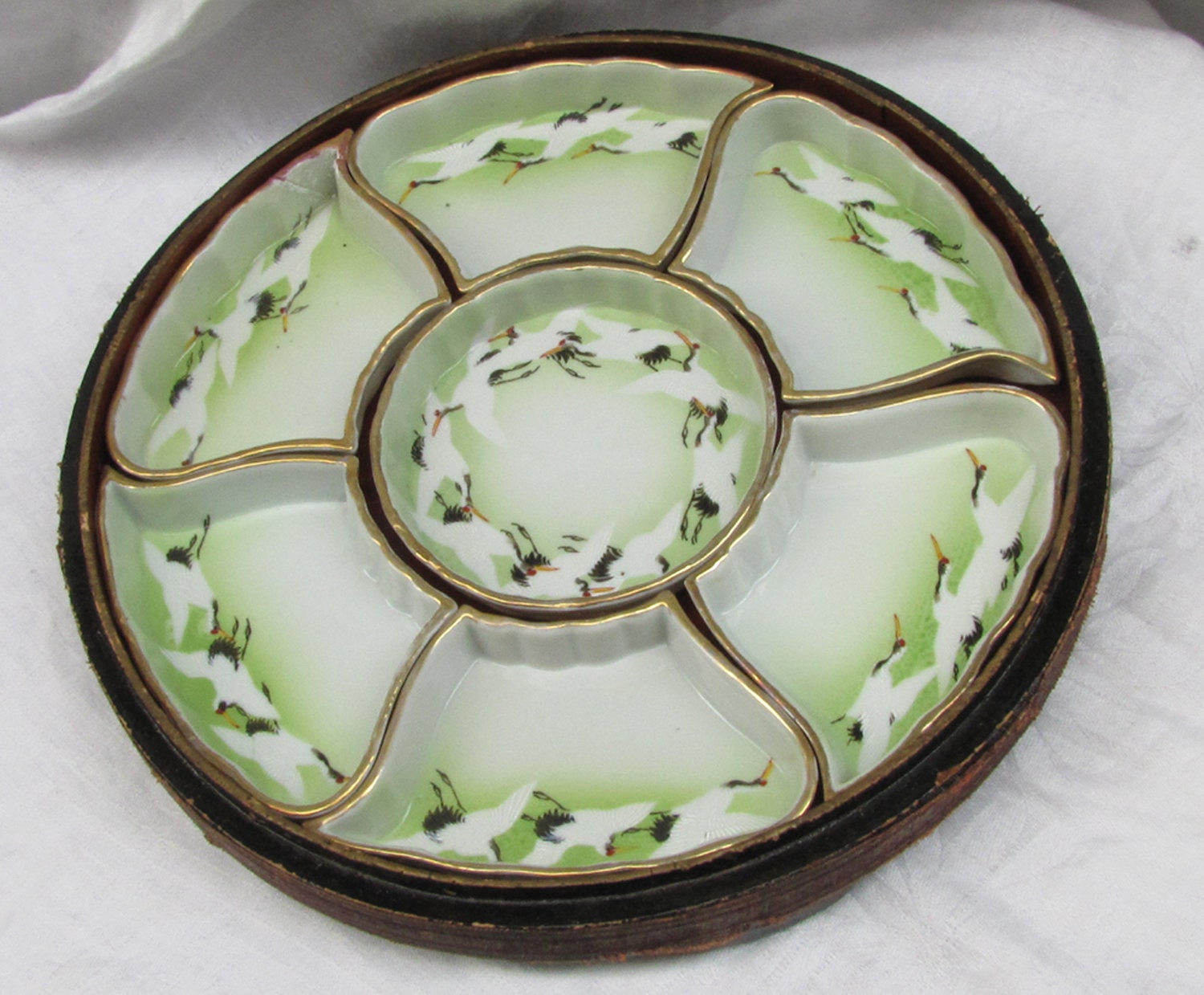 Antique Oriental SweetMeat / Relish Serving Platter /Lacquered Tray ...