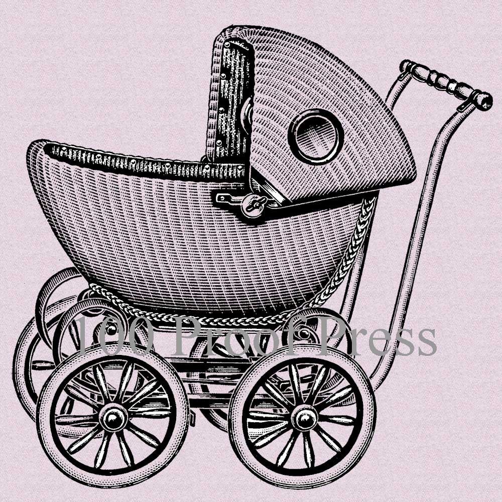 Baby Buggy Wood Mounted Rubber Stamp 4356 by 100ProofPress