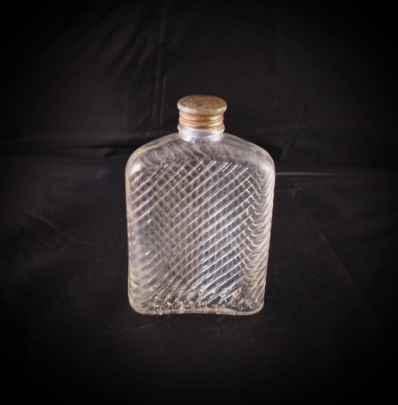 Antique Bottle-c1927 Designer Universal Hip Flask with Brass