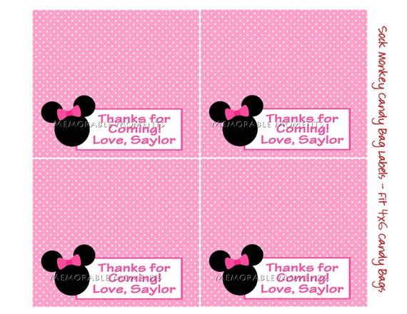 Items similar to PRINTABLE CANDY BAG labels Minnie Mouse Collection ...