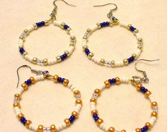 Items similar to Silver Plated Seed Bead Hoop Earrings on Etsy