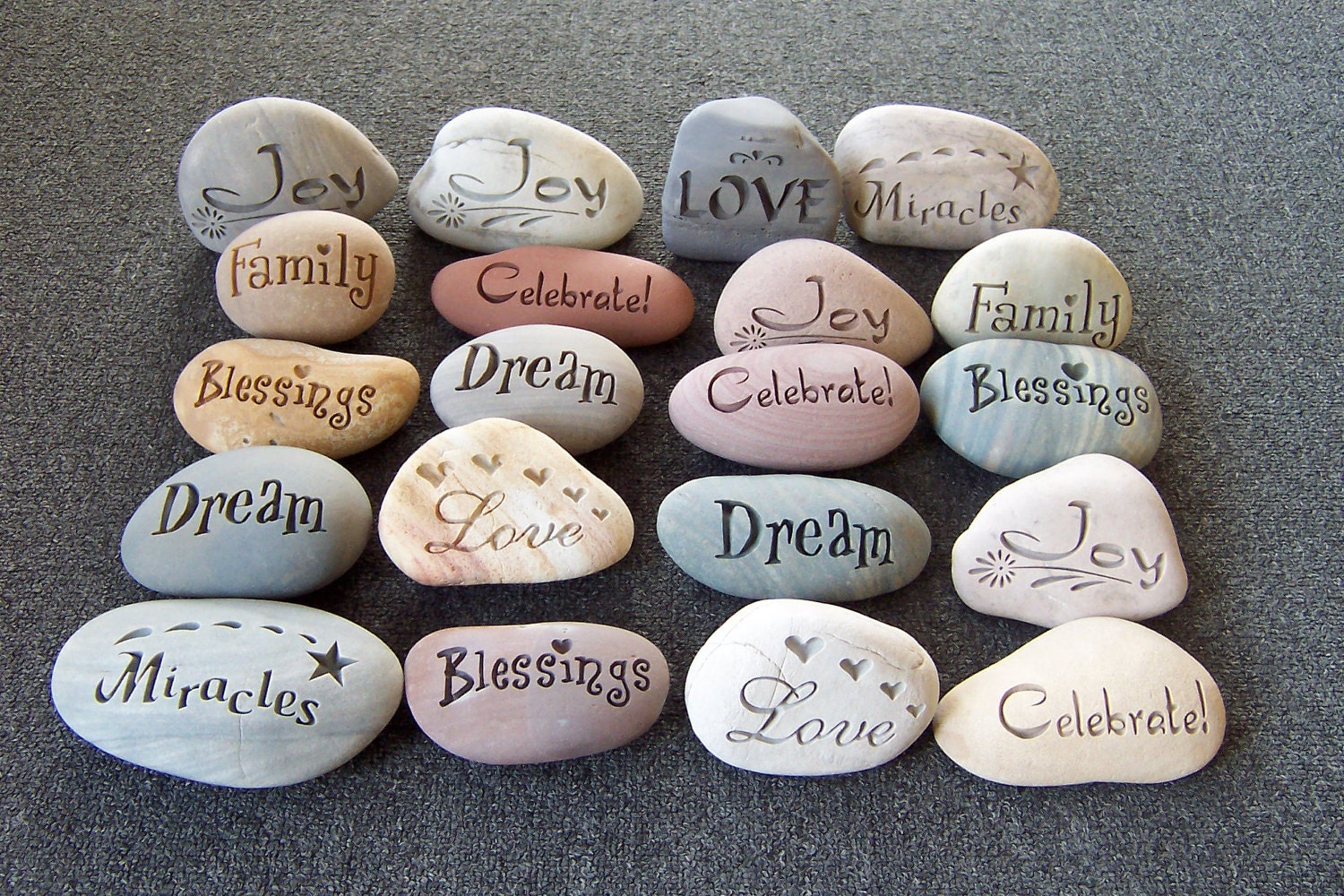 10 Engraved Stones Fancy Stones Wedding Stones by SandStudios