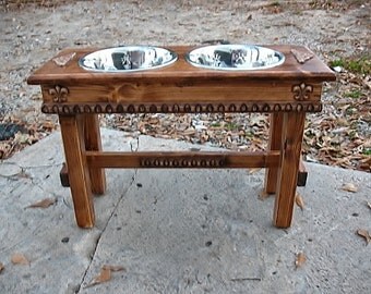 Rustic dog feeder | Etsy