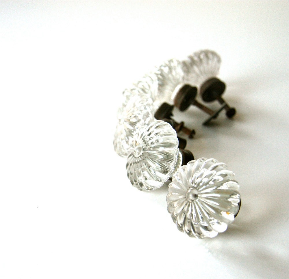 Antique Glass Pull Knobs For Cabinets Or Drawers Set Of 6 Haute Juice