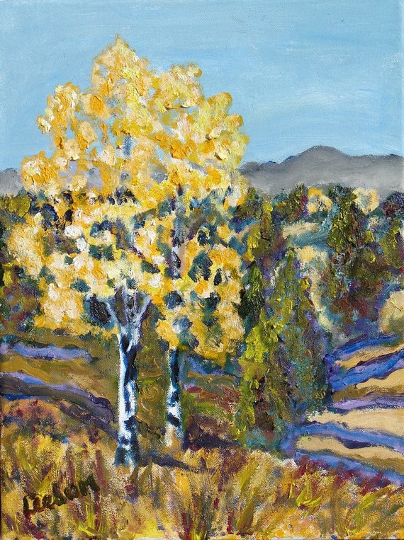 Aspen tree painting Oil Painting Fall Aspen Trees Mountain
