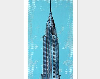 Chrysler Building Art Print Pop Art Deco Yellow Wall