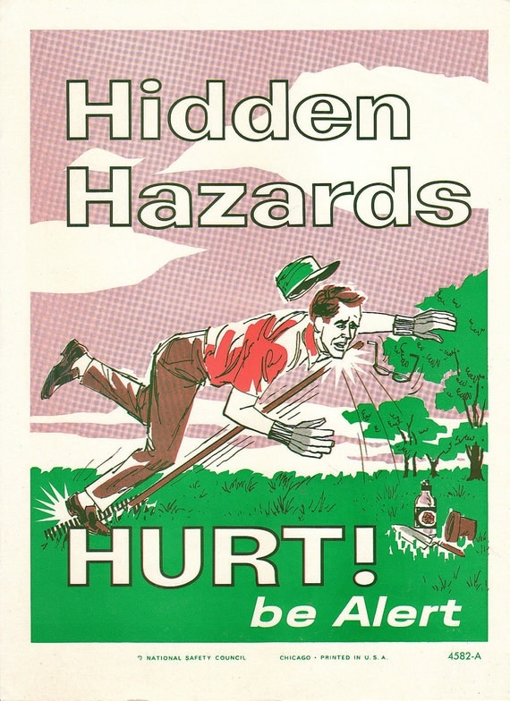 Collectable Vintage National Safety Poster HIdden Hazards